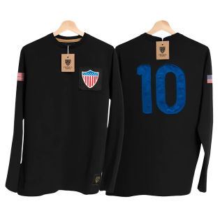 USA The Yanks Black Number 10 LS Retro Shirt [9700054610040] - Uksoccershop